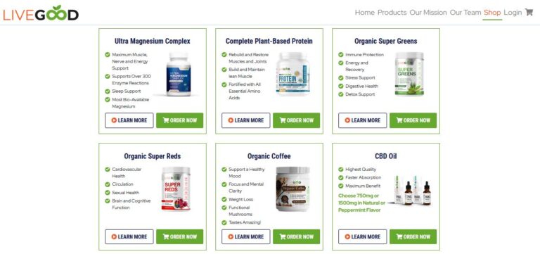 LiveGood affiliate compensation plan for earning up to $2047,50 per month